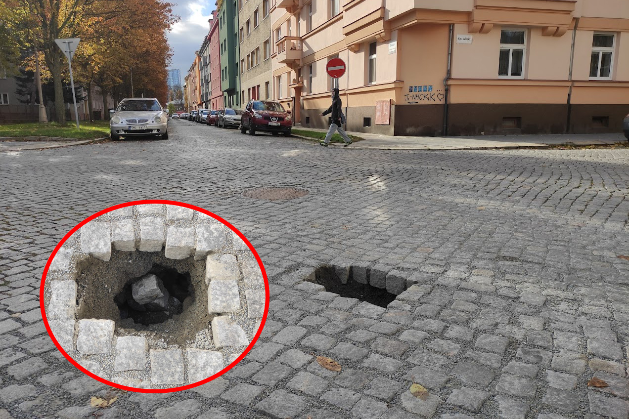 Na Dukelské se propadla ulice, jen několik dní po opravě kanalizace – Hanácké novinky